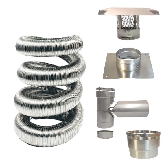Smooth Wall Chimney Liner Kit - Flexible Stainless Steel Flue Liner ...