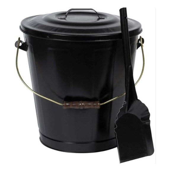 Ash Can Pail for Fireplace & Stove Hot Ashes | Black Ash Can Bucket ...