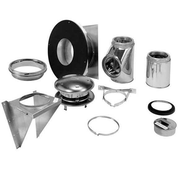 Through Wall Chimney Pipe Kit Internal House Twin Wall Rear Exit