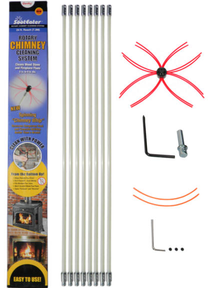 SootEater Rotary Chimney Cleaning System for Chimney Liner Flues ...